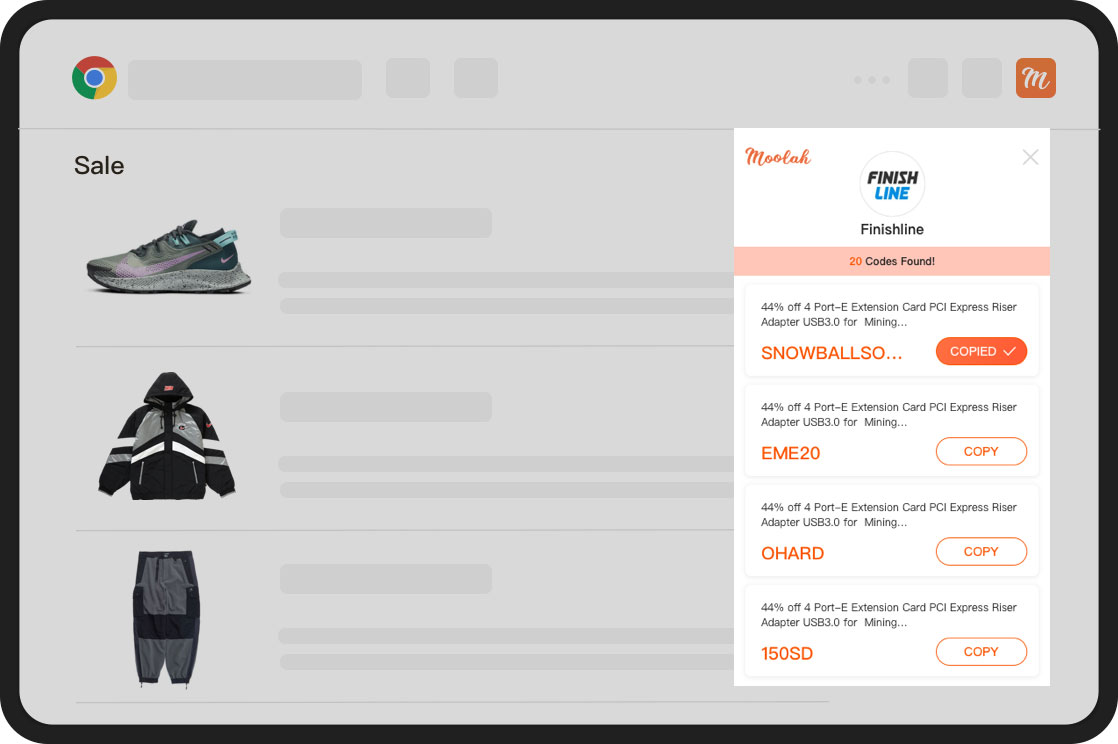 Moolah - Automatically apply the best coupon code to your cart!